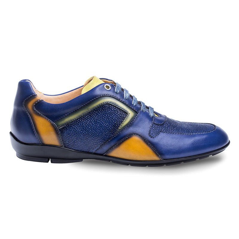 Mezlan Campo Calfskin Sneakers Blue Multi | MensDesignerShoe.com