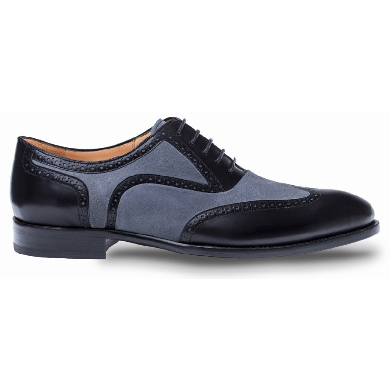 Mezlan Cantone Wingtip Shoes Black / Gray | MensDesignerShoe.com