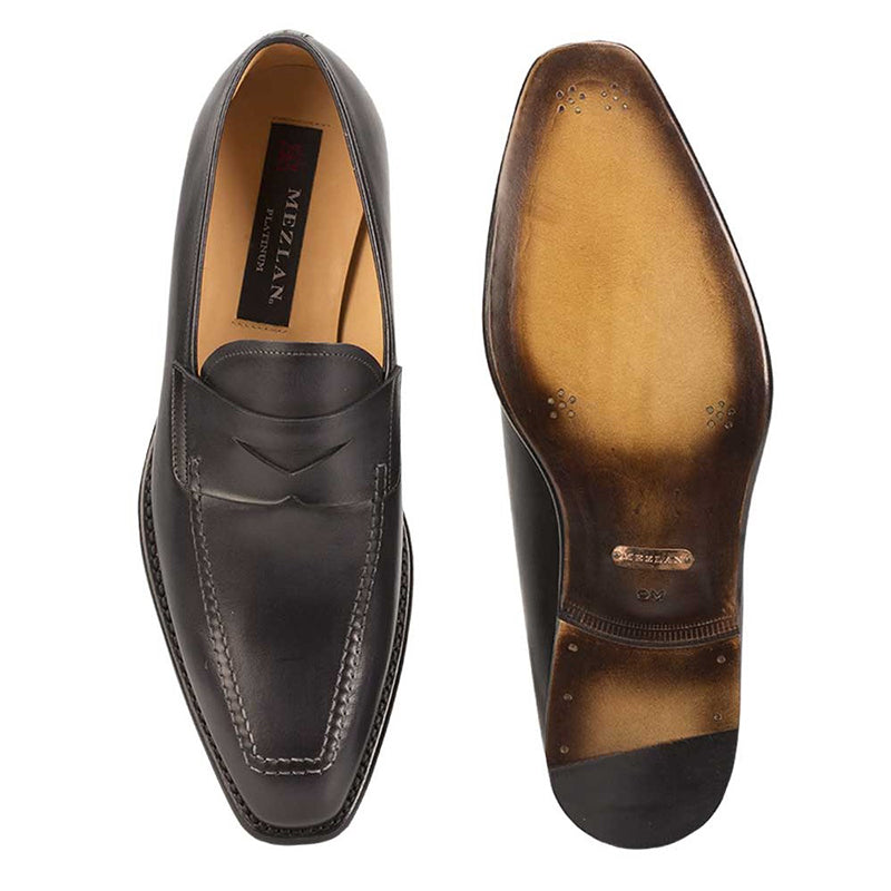 Mezlan Claude Calfskin Penny Loafer Graphite | MensDesignerShoe.com