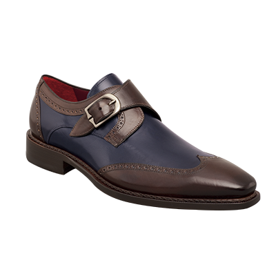 Mezlan Cleto Spectator Wingtip Monk Strap Shoes Brown / Blue ...