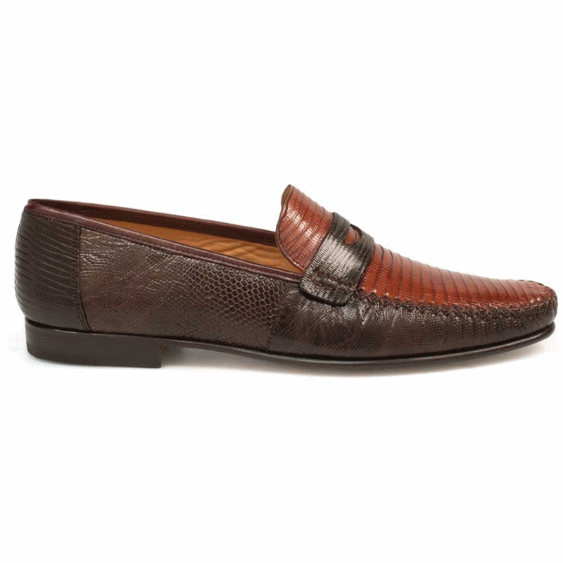 Mezlan Cubas Lizard Spectator Loafers Brown / Cognac | MensDesignerShoe.com