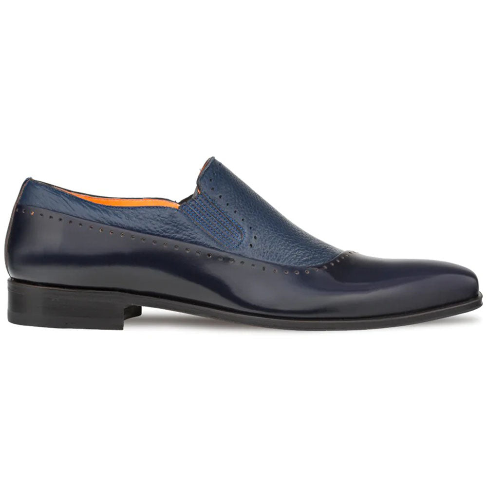 Mezlan Deerskin Calfskin Slip On Shoes Blue (S20466) | MensDesignerShoe.com