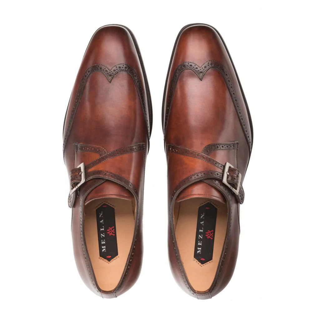 Mezlan Forest Wingtip Monkstrap Shoes Cognac (9268) | MensDesignerShoe.com