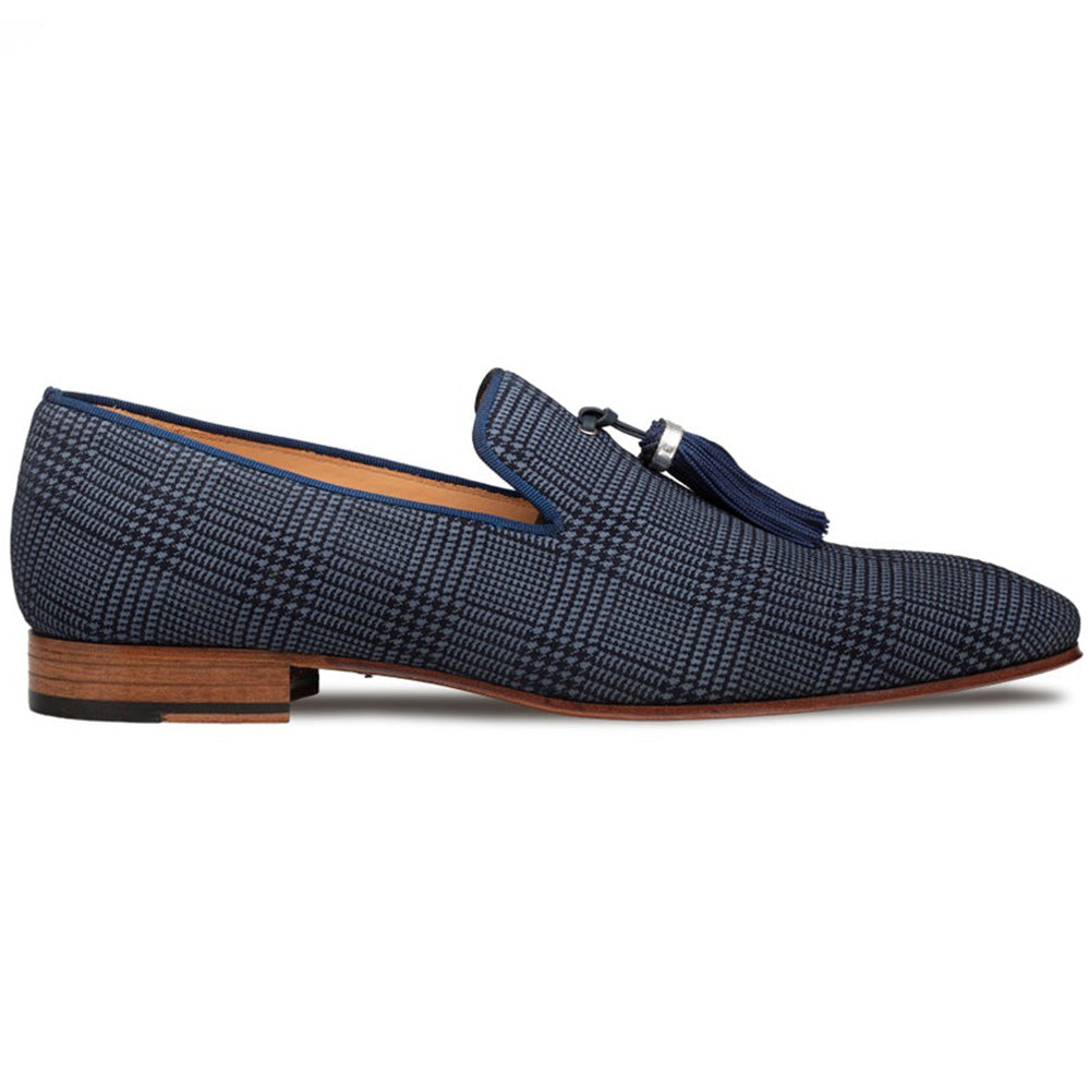 Mezlan Laser Print Suede Tassel Pump Blue (S20652) | MensDesignerShoe.com