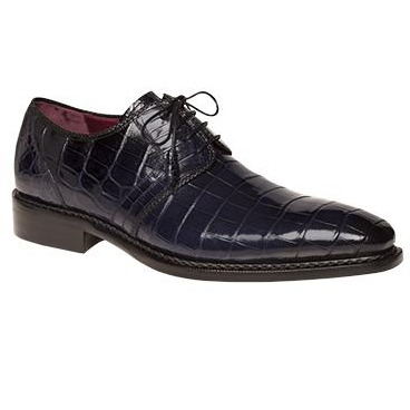 Mezlan Marini Alligator Derby Shoes Blue | MensDesignerShoe.com