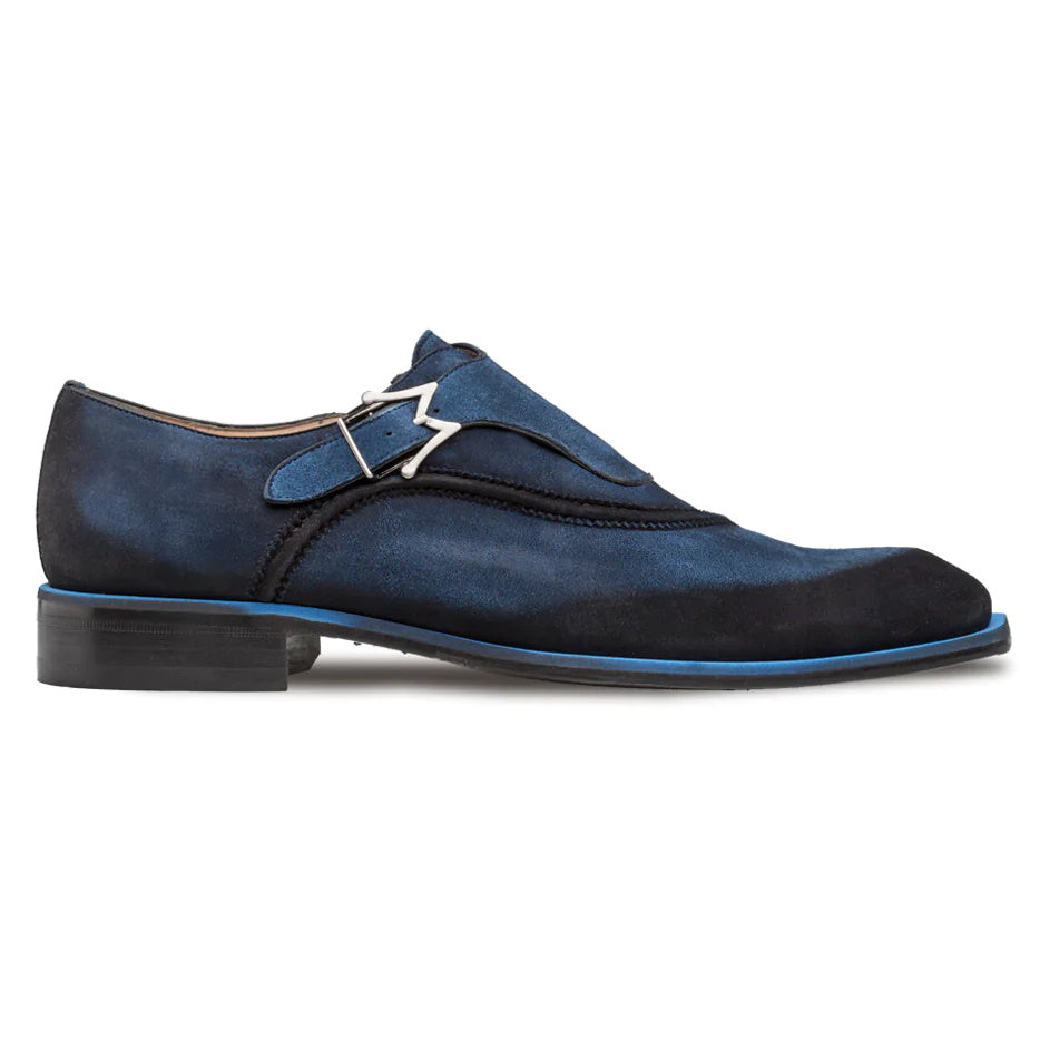 Mezlan S109 Suede Monk Strap Blue | MensDesignerShoe.com