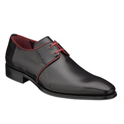 Mezlan Siro Plain Toe Shoes Black / Red | MensDesignerShoe.com