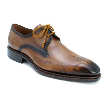 Mezlan Soprano Artisan Derby Shoes Tan | MensDesignerShoe.com