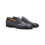 Moreschi 024532C Leather Loafers Navy Blue | MensDesignerShoe.com