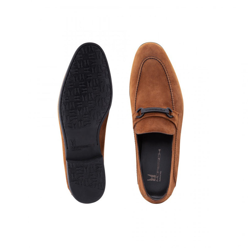 Moreschi 043157F MC Suede Loafer Shoes Light Brown | MensDesignerShoe.com