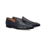 Moreschi 186532C Leather Loafers Navy Blue | MensDesignerShoe.com