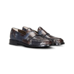 Moreschi 342412C Leather Loafers Brown/ Blue | MensDesignerShoe.com