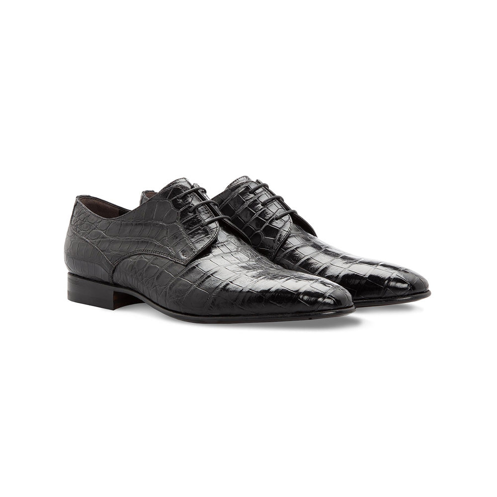 Moreschi Crocodile Derby Black | MensDesignerShoe.com