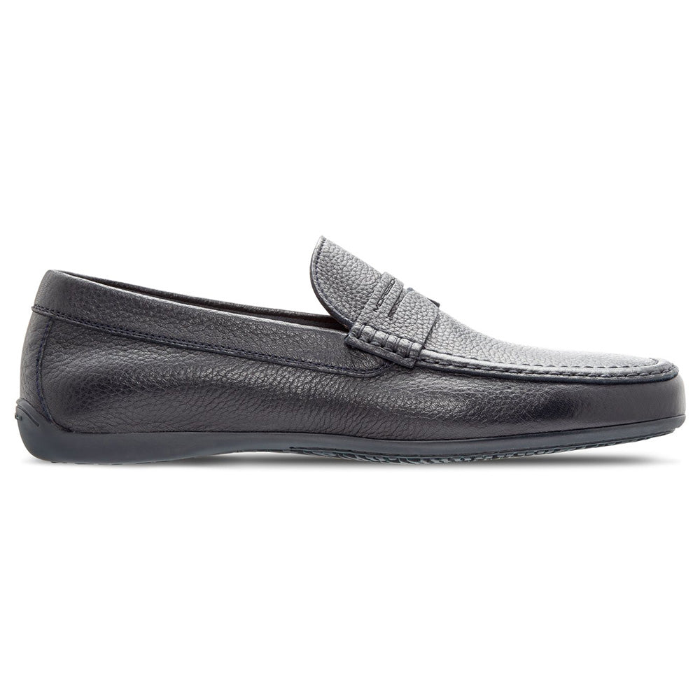 Moreschi Minorca Slip-on Loafers Navy Blue | MensDesignerShoe.com