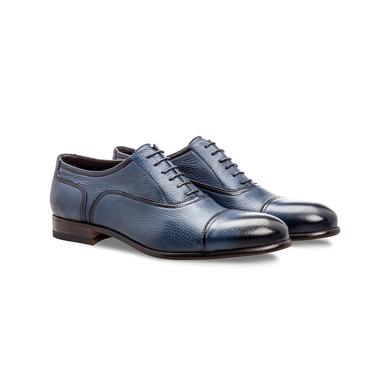 Moreschi Nice Deerskin Oxfords Blue | MensDesignerShoe.com