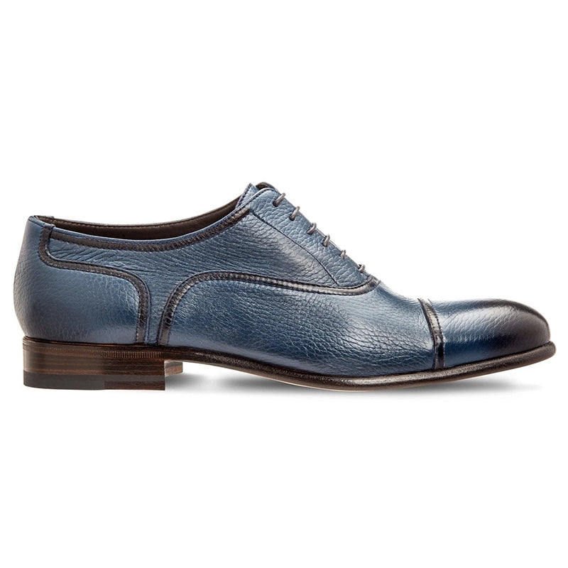 Moreschi Nice Deerskin Oxfords Blue | MensDesignerShoe.com