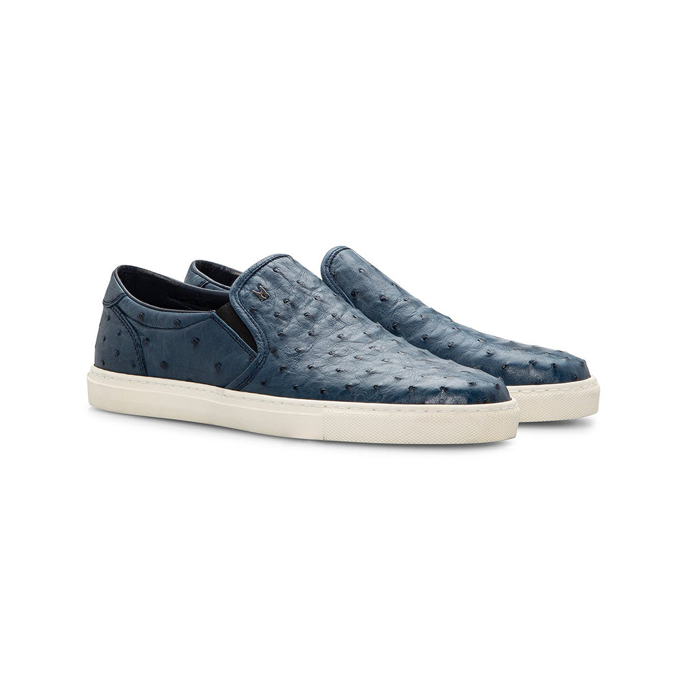 Moreschi Ostrich Sneakers Blue | MensDesignerShoe.com