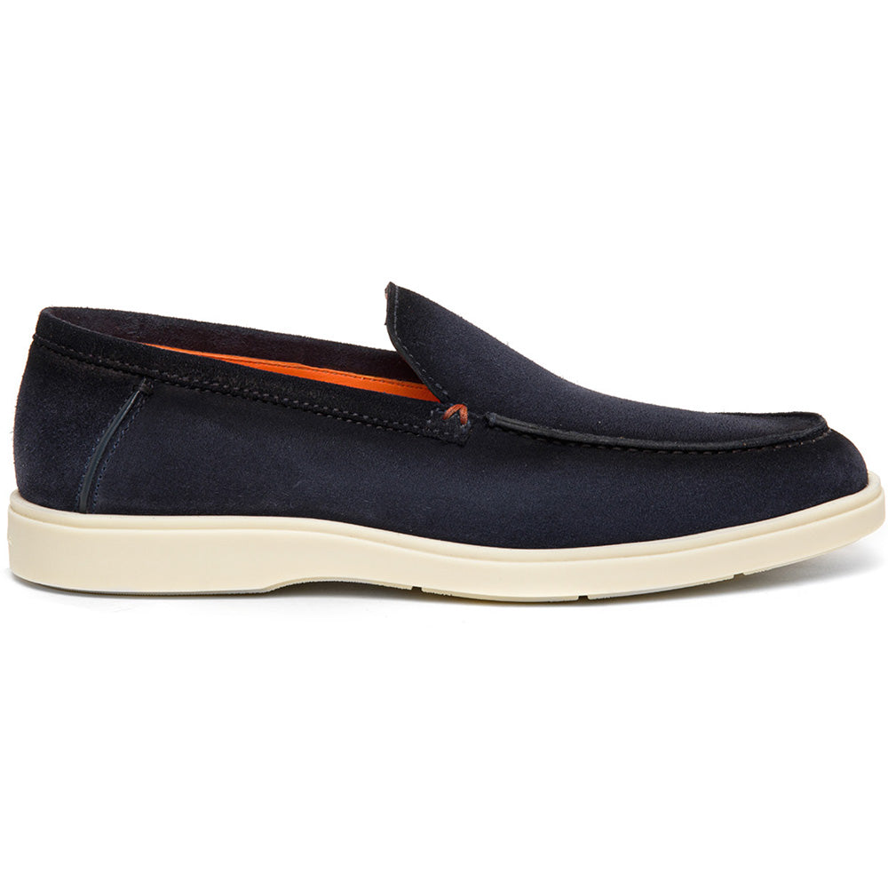 Santoni BOTANIST-A-GEXU60 Suede Loafer Blue | MensDesignerShoe.com