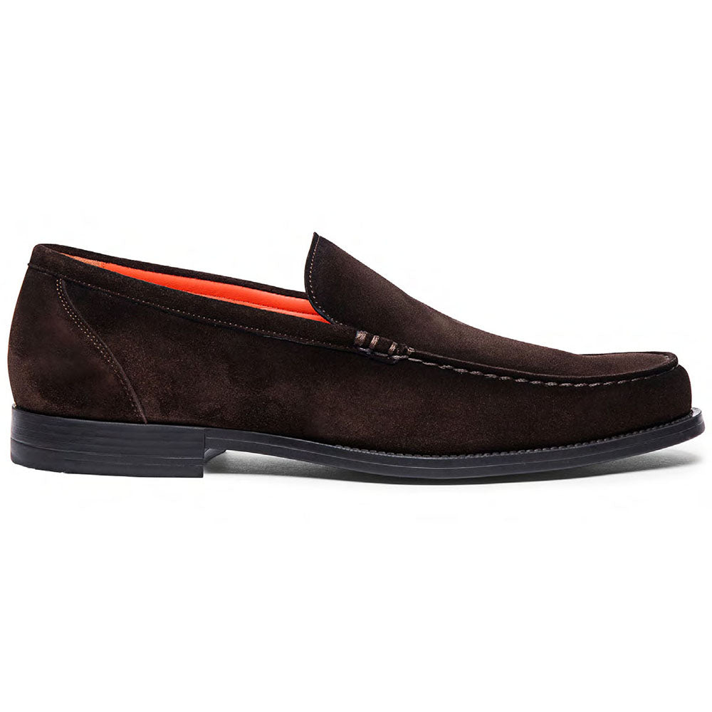 Santoni Faith Suede Loafers Dark Brown | MensDesignerShoe.com