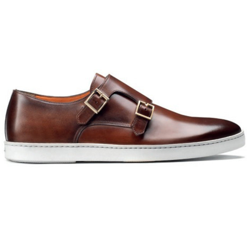 Santoni Fremont W2 Double Buckle Sneaker Brown | MensDesignerShoe.com
