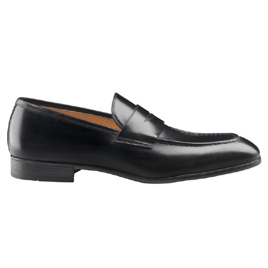 Santoni Gavin 1 Penny Slip On Black | MensDesignerShoe.com