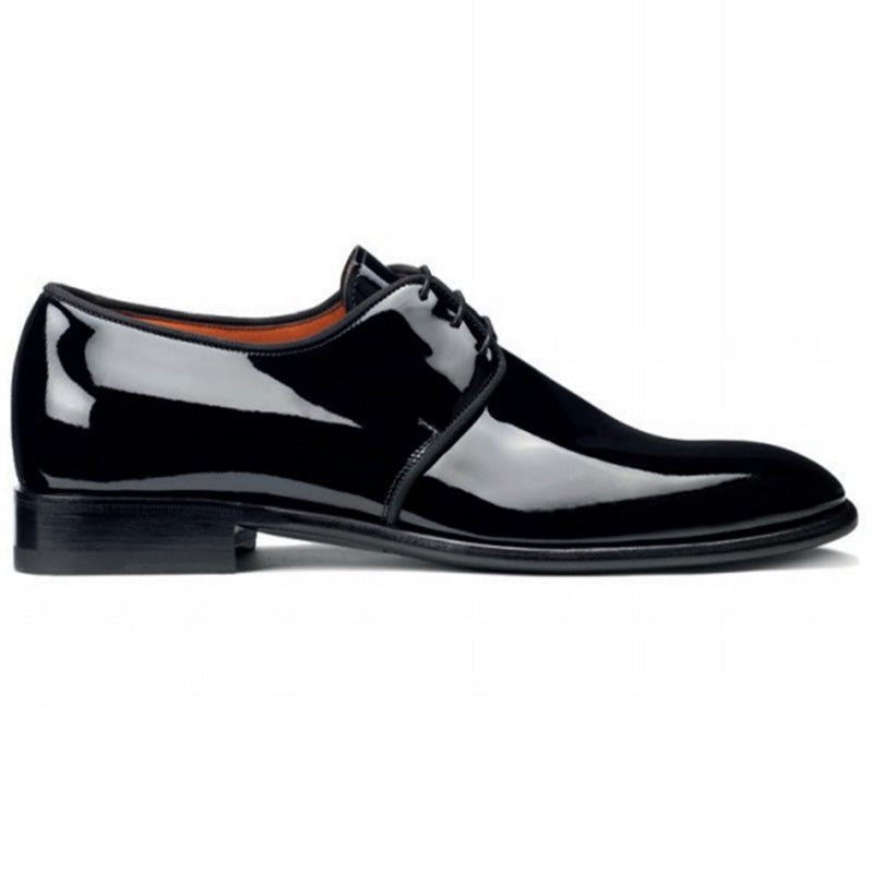 Santoni Isogram V2 Patent Leather Derby Shoes Black | MensDesignerShoe.com