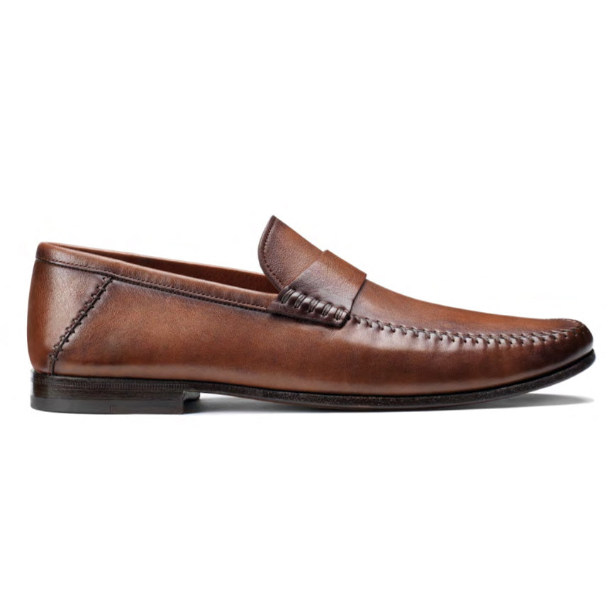 Santoni Paine M2 Penny Loafer Shoes Brown | MensDesignerShoe.com