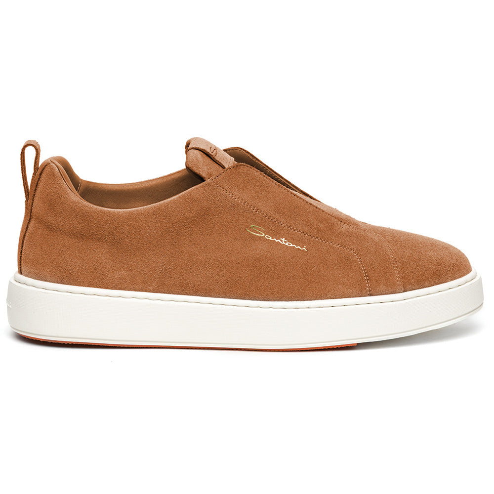 Santoni VICTOR-7-SEYM31 Suede Slip-On Sneaker Brown | MensDesignerShoe.com