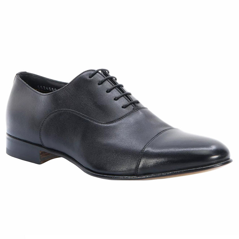 Santoni Darian Toe Cap Oxford Shoes Black | MensDesignerShoe.com