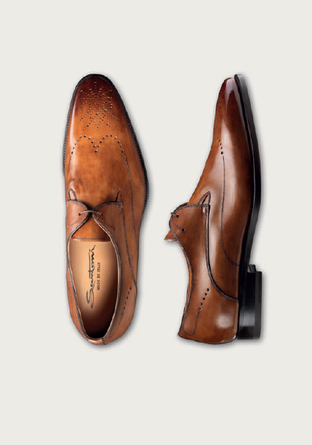 Santoni Shoes Newman Medallion Toe Wing Tip Oxford | MensDesignerShoe.com