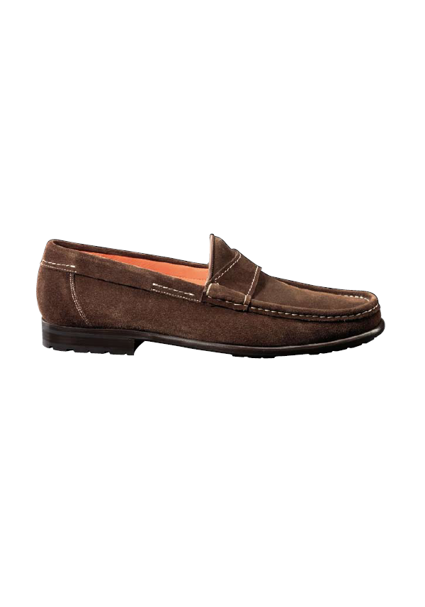 Santoni Shoes Quattro S Suede Loafers | MensDesignerShoe.com