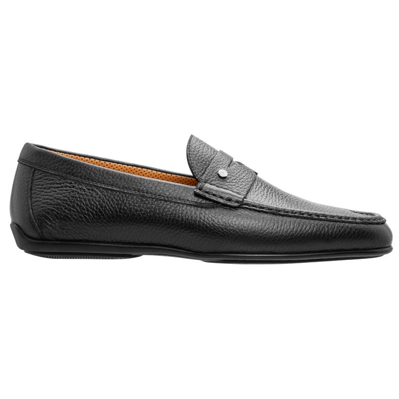 Stemar Bologna Grained Calfskin Loafers Black | MensDesignerShoe.com