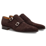 Stemar Genova Suede Double Monk Strap Dark Brown | MensDesignerShoe.com