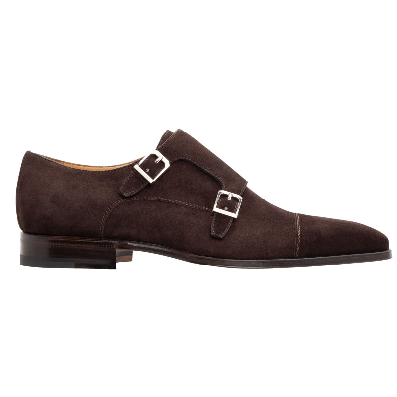 Stemar Genova Suede Double Monk Strap Dark Brown | MensDesignerShoe.com