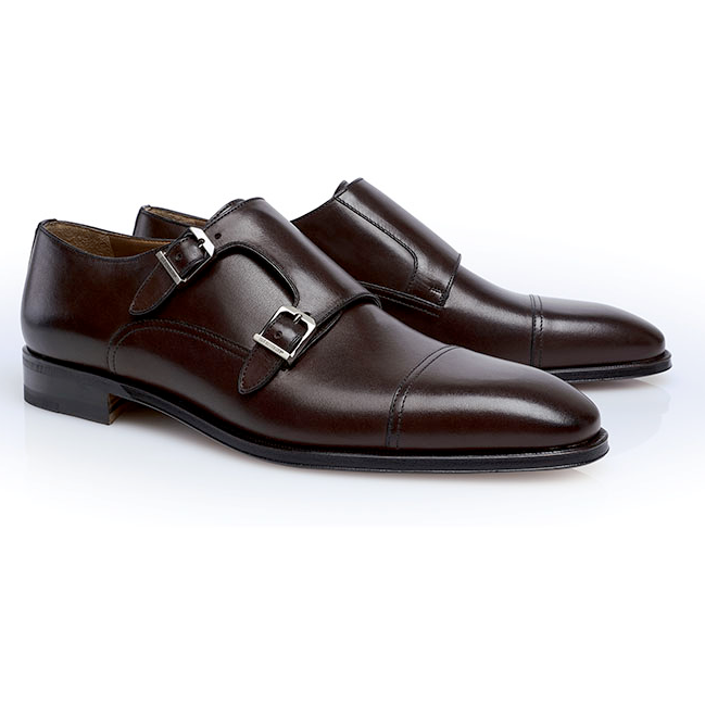 Stemar Double Monk Strap Dress Shoes Dark Brown | MensDesignerShoe.com