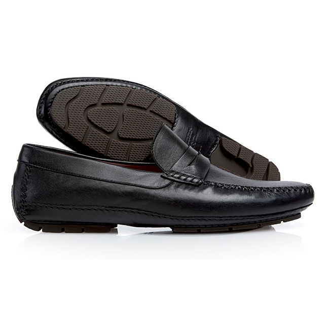 Stemar Nappa Leather Driving Shoes Black | MensDesignerShoe.com