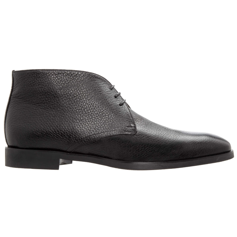 Stemar Ravenna Deerskin Chukka Boots Black WIDE | MensDesignerShoe.com