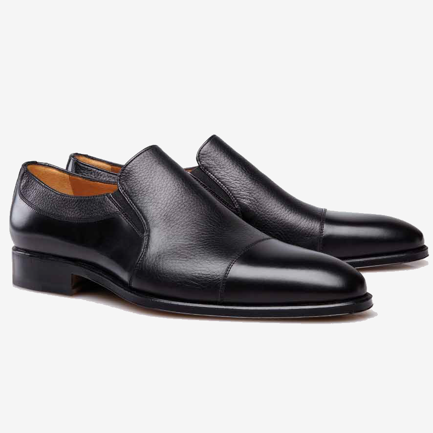 Stemar Asti Deerskin Gore Cap Toe Loafers Black | MensDesignerShoe.com