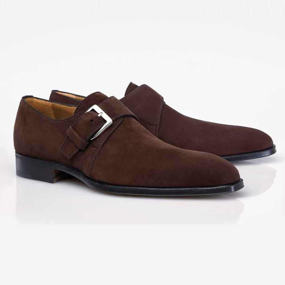 Stemar Cremona Suede Monk Strap Shoes | MensDesignerShoe.com