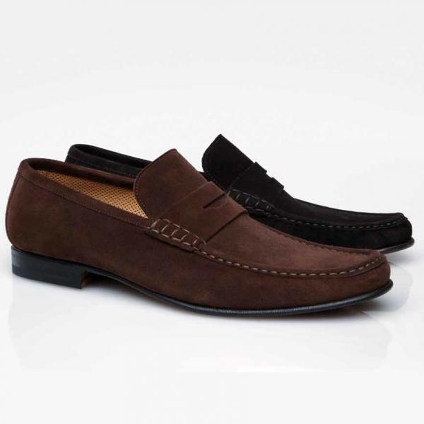 Stemar Sorrento Suede Penny Loafers on Sale | MensDesignerShoe.com