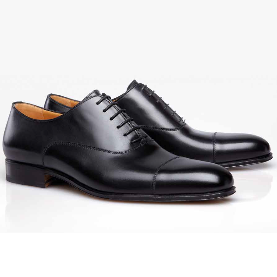 Stemar Verona Calfskin Cap Toe Shoes Black | MensDesignerShoe.com