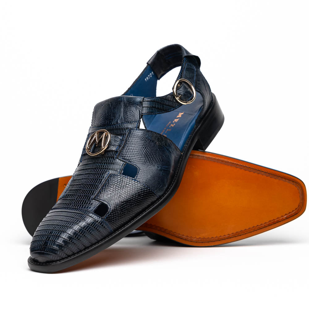 Mezlan Lizard Sandals Navy (EXCLUSIVE) (SX4920L) | MensDesignerShoe.com