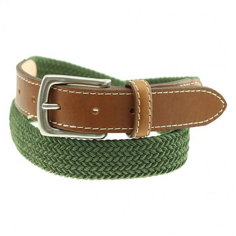 TB Phelps Cooper Elastic Braid & Bison Belt Moss | MensDesignerShoe.com