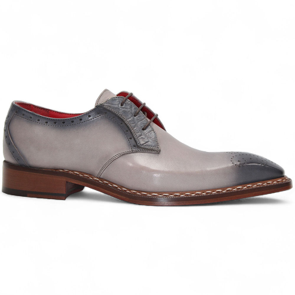 Fennix Tyler Calfskin & Alligator Medallion Toe Grey | MensDesignerShoe.com