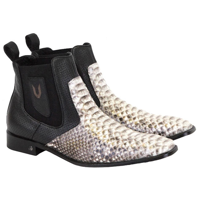 Vestigium Python Chelsea Boots Natural Black | MensDesignerShoe.com
