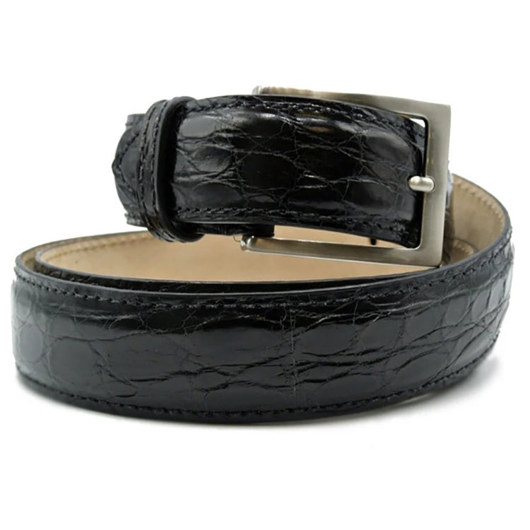 Zelli Caiman Crocodile Belt Black | MensDesignerShoe.com
