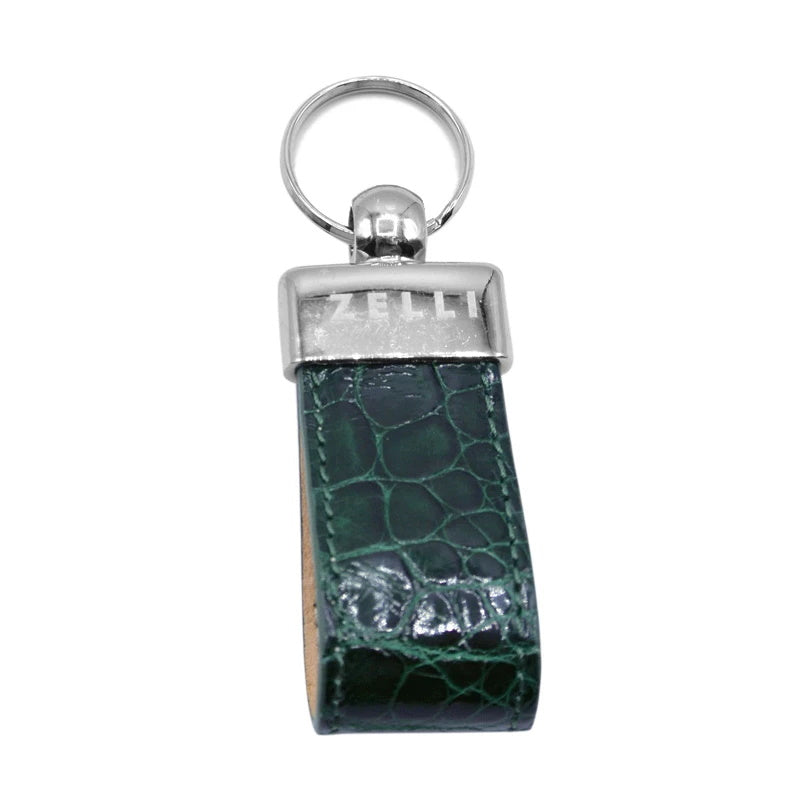 Zelli Crocodile Key Loop Forest Green | MensDesignerShoe.com