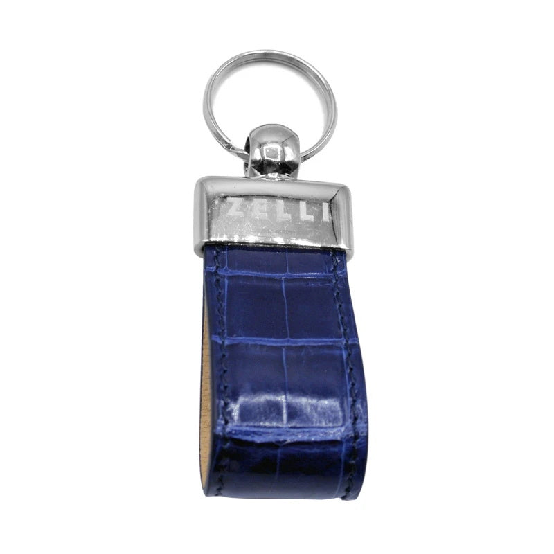Zelli Crocodile Key Loop Navy | MensDesignerShoe.com