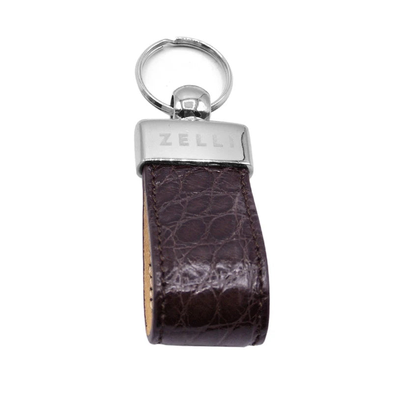 Zelli Crocodile Key Loop Walnut | MensDesignerShoe.com