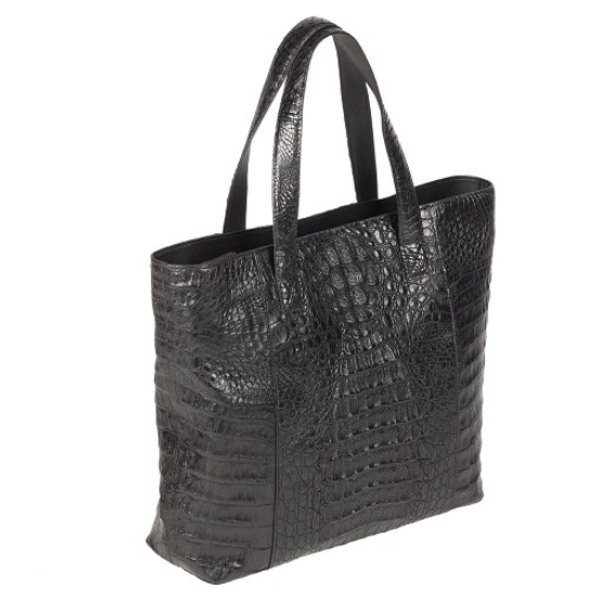 Zelli Isla Genuine Crocodile Tote Bag Black | MensDesignerShoe.com